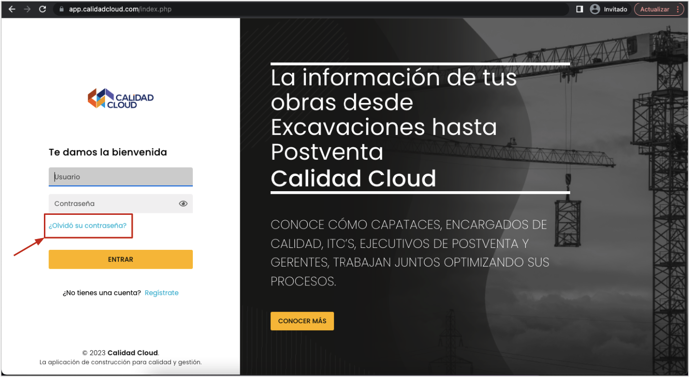 ¿Cómo recupero mi contraseña? – Calidad Cloud
