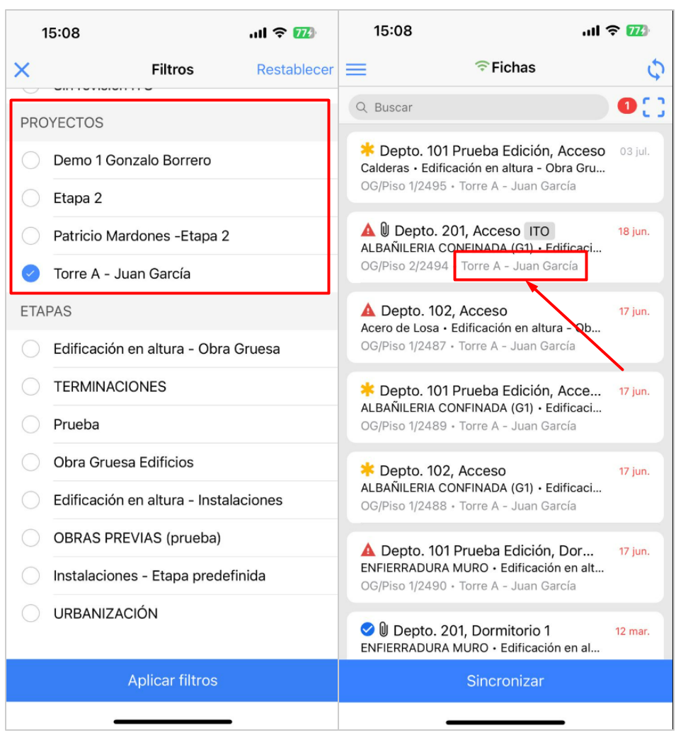 Filtrar fichas en la app de Calidad – Calidad Cloud