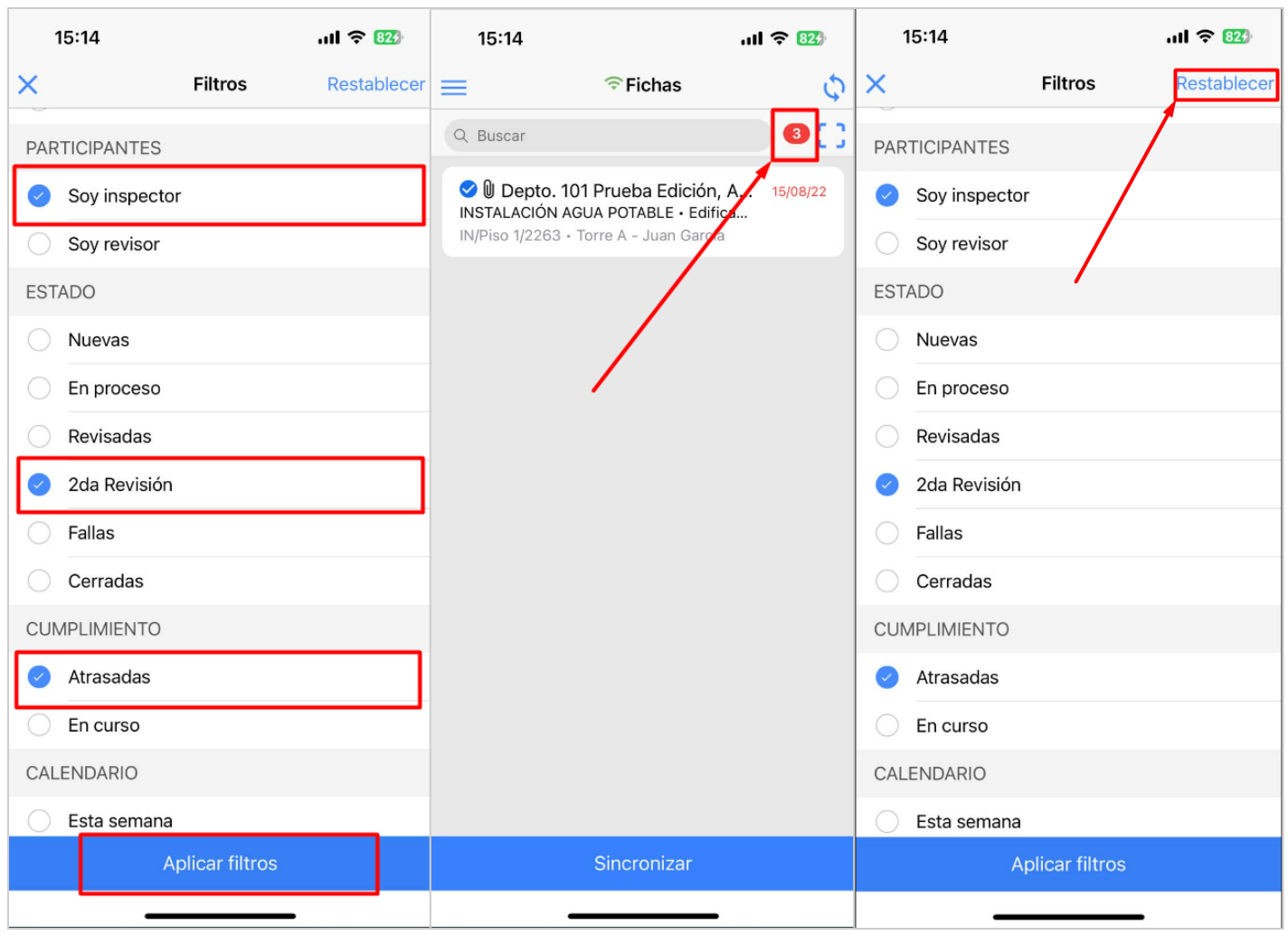 Filtrar fichas en la app de Calidad – Calidad Cloud